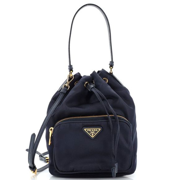 Prada | Bags | Prada Drawstring Bucket Bag Tessuto Small Blue | Poshmark